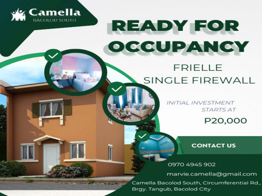 Ready for Occupancy Frielle 2Br single firewall house and lot for sale ...
