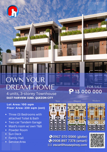 3 BR Modern Town House East Fairview Subdivision, Quezon City